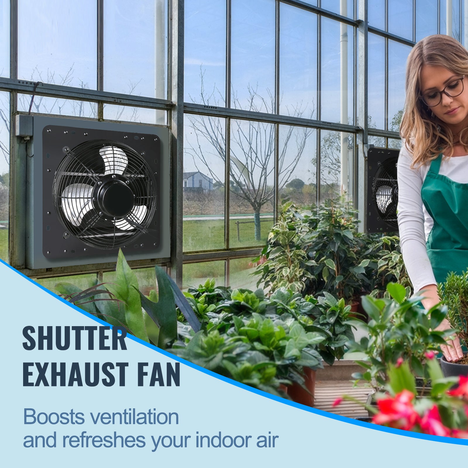 VEVOR Shutter Exhaust Fan, With Temperature Humidity Controller for gr ...